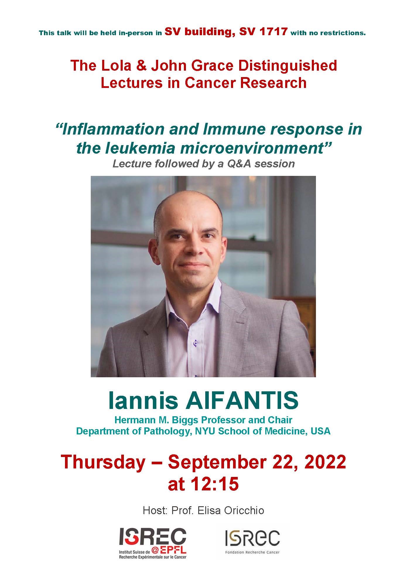 Lola and John Grace Distinguished Lecture in Cancer Research, Prof ...