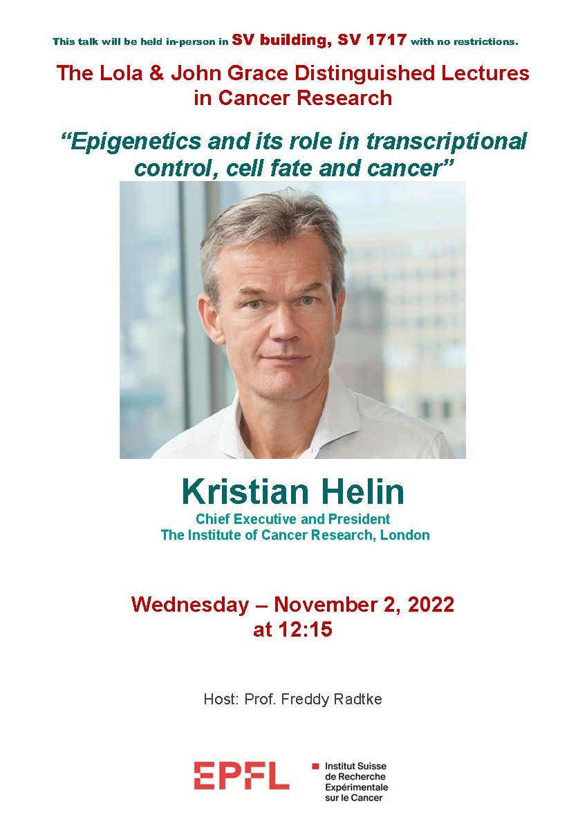 Lola and John Grace Distinguished Lecture in Cancer Research, Prof ...